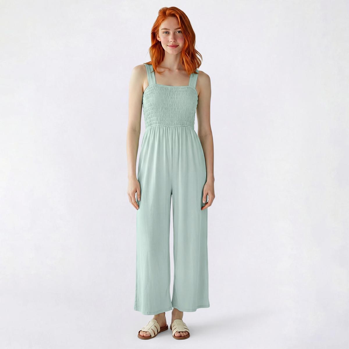 Click here for Juniors No Comment Wide Strap Smock Bodice Wide Le... prices